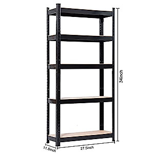 WESTHL 5 Tier Storage Rack,Heavy Duty Metal Shelving Unit Storage Rack Unit Garage Storage Shelf for Kitchen Storage Cabinet Organization