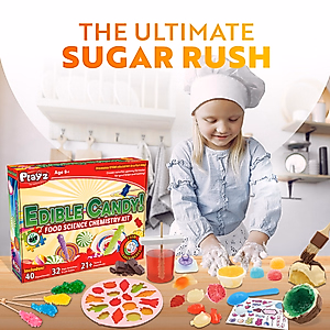 Playz Edible Exploding Candy Making Science Kit for Kids Ages 8-12 Years Old - Food Science Chemistry Kid Science Kit with 29 Experiments, Educational Science Kits for Boy & Girls