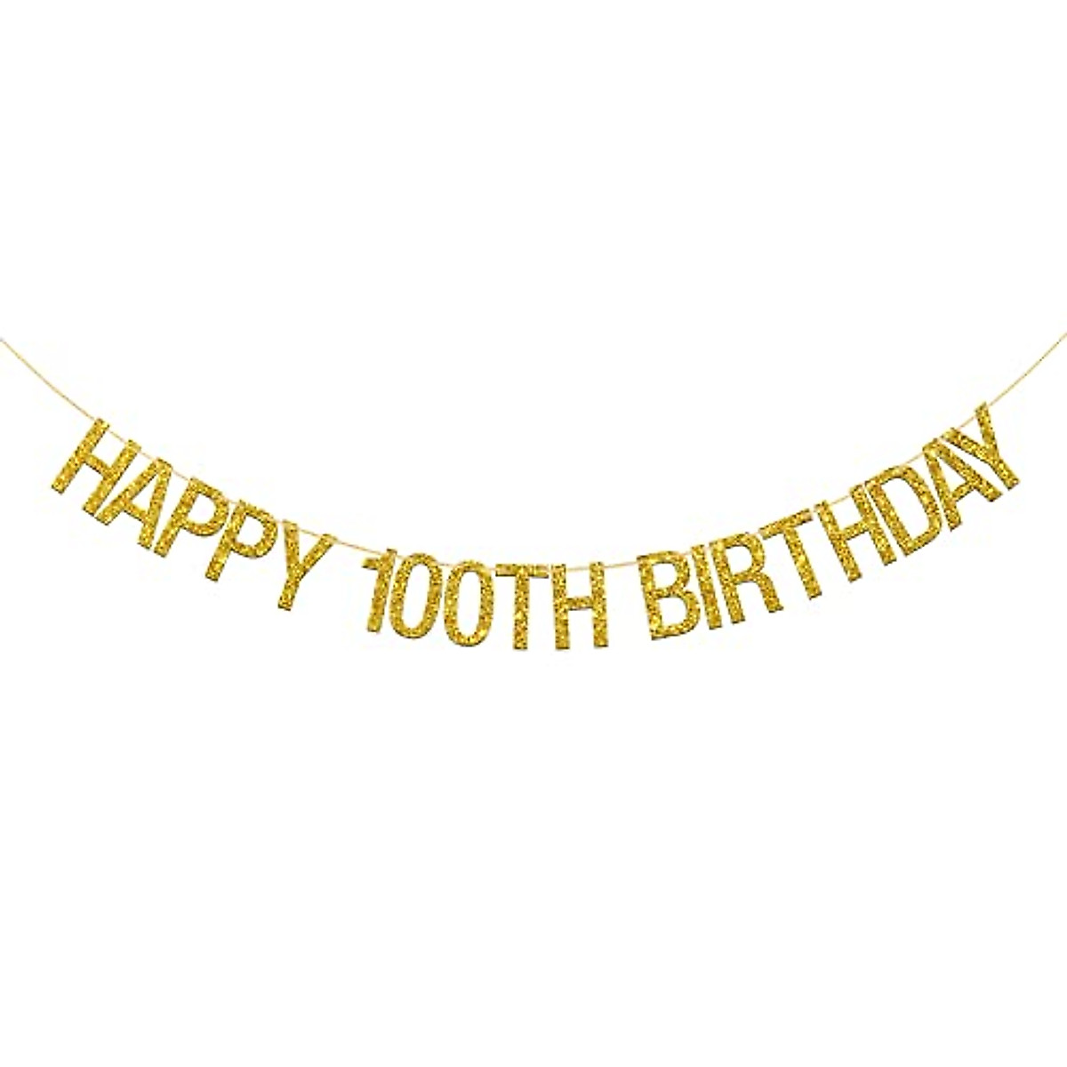 INNORU ™ Happy 100th Birthday Banner - Gold Glitter 100th Sign Letters Hang Bunting - 100th Birthday Party Decorations Supplies