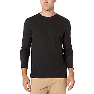 Amazon Essentials Men's Long Sleeve Slim-Fit Waffle Shirt - Black, X-Large