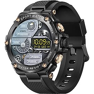 Military Smart Watches for Men Make Calls 100 Days Long Standby 800mAh Big Battery 1.5" HD Screen Tactical Smartwatches for iPhone Android Waterproof Fitness Tracker Heart Rate Sleep Monitor Watch