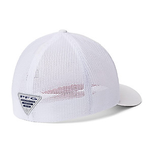Columbia Unisex Pfg Mesh Ball Cap, White, Vivid Blue, Usa Flag, Large/X-Large