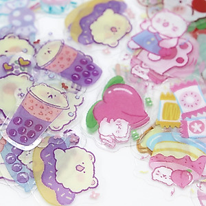 Aimeio Super Cute Cartoon Animals Transparent PVC Stickers for Diary Calendar Albums Decoration Scrapbook Planner Journal Child DIY Toy School Office Supplies,4 Pack