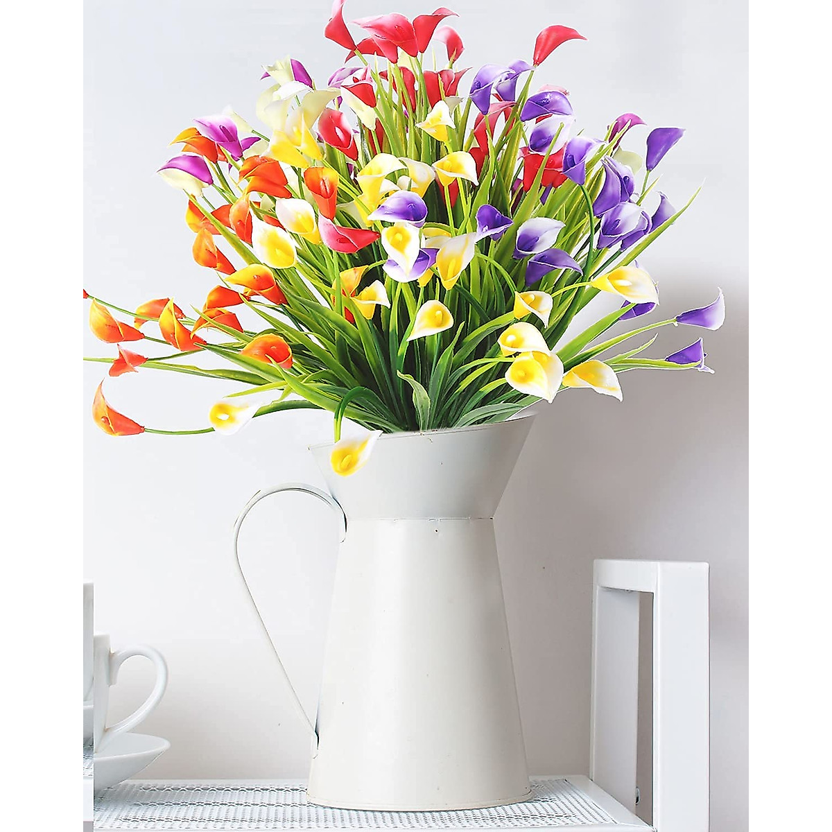 Doolitt 10 bunchs Artificial Flowers, Artificial Plants Outdoor Flowers Fake Mini Calla Lily Artificial Plants Anti-Ultraviolet Greenery Garden Home Decoration