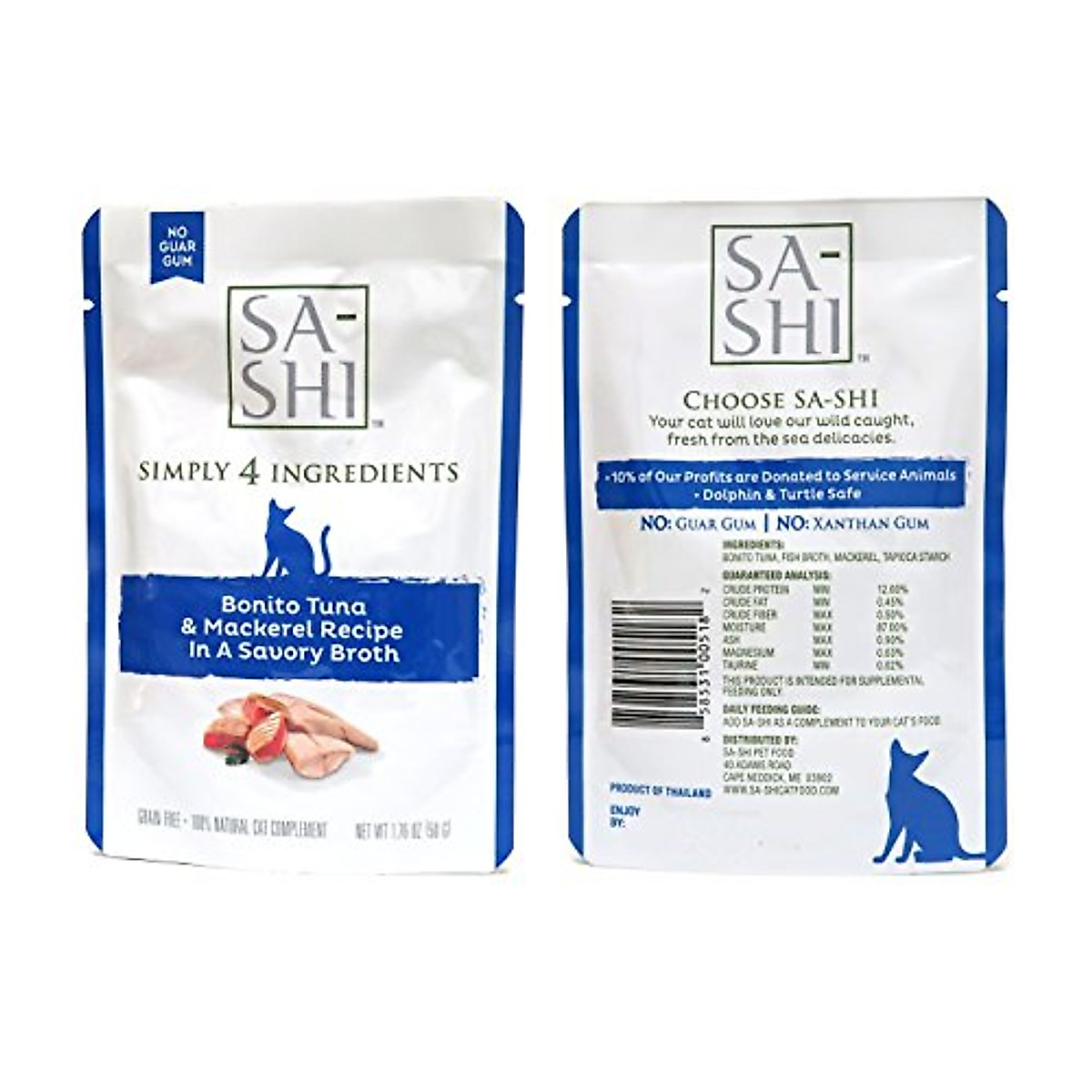 Sa-Shi Grain Free Wet Cat Food Pouches 1.76oz. Five Flavors (Variety Pack)