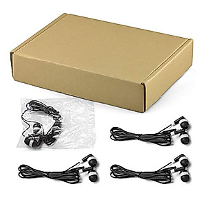 Keewonda Bulk Earbuds Headphones Wholesale Earphones, 100 Pack Disposable Ear Buds Bulk Individually Wrapped Headphones for School Classroom Students