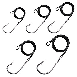 Fishing Shark Rig Big Game Stainless Steel Fishing Hooks with 400lb Nylon Coated Cable Leader Rigging Surf Shark Fishing Rigs for Shark Tuna Saltwater Fishing