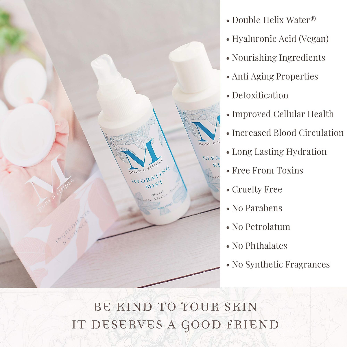 Martine: Pure & Simple Facial Mist Spray to Hydrate, Tone, and Soften Skin, Setting Spray Made With Double Helix Water. (4 oz)