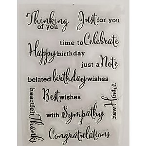Lily Craft Linda Craft 1pc Thinking of You Time to Celebrate Sentiment Clear Stamps for Card Making Decoration & DIY Scrapbooking