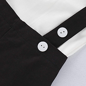 RUSHAIBAR Baby Boys Formal Outfits Suit Set Romper Suspenders Shorts Pants Bowtie Wedding Tuxedo Cake Smash Clothes black 18-24 Months