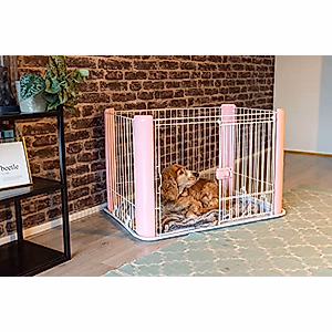 IRIS OHYAMA, Indoor Dog/Puppy playpen with Base, Sliding Door with Latch, Hooks for Easy Assembly, for Dog - Pet Circle CLS-960 - Pink