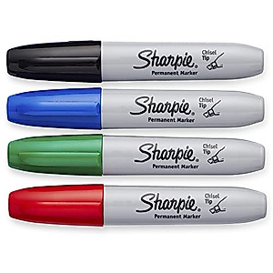 SHARPIE Permanent Markers, Chisel Tip, Classic Colors, 4 Count