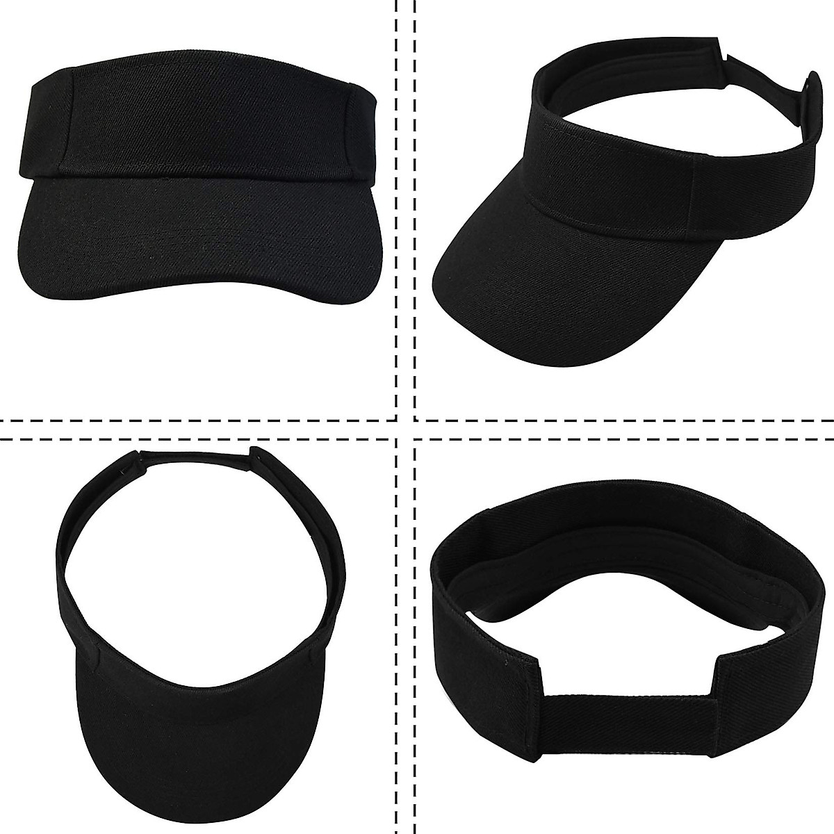 Rbenxia 5 Pieces of Black Adjustable Sport Visors Sun Visor Hats Cap Visors for Women and Men