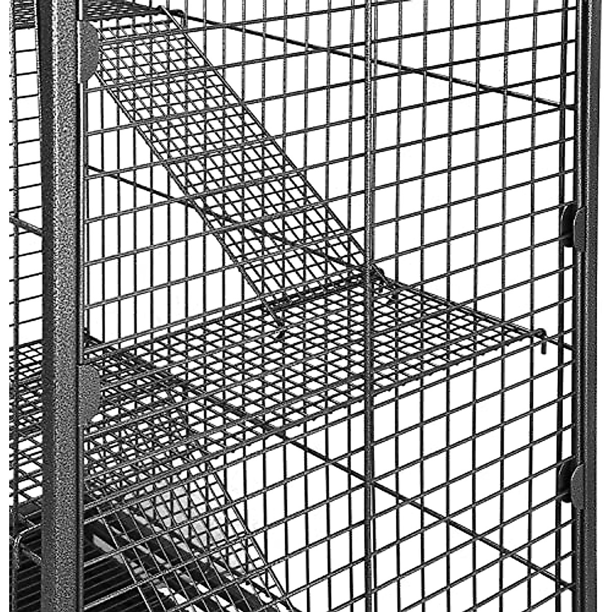 37-inch Metal Ferret Chinchilla Small Animals Hutch Rolling Cage Guinea Pig/Kitten/Rabbit Pet with 2 Front Doors for Indoor Outdoor (Black Vein, Metal Platform and Ladder)
