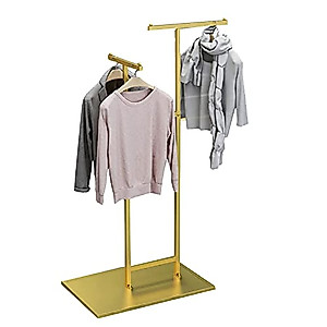 QQXX Adjustable Height Clothes Rack,Industrial Pipe Clothing Rack,Commercial Clothing Garment Racks,Heavy Duty T-Shaped Cloth Display Rack Hanger Metal Storage Shelves for Hanging Clothes