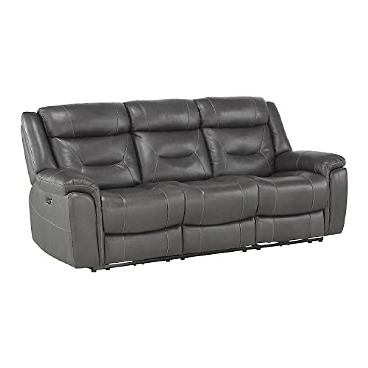 Lexicon Finlay Top Grain Leather Power Double Reclining Sofa, Dark Gray