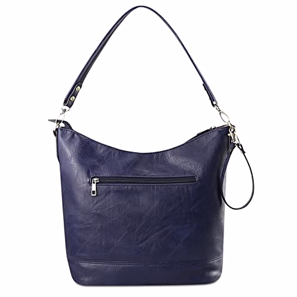 FUKUYIN Tote Shoulder Bag for Women PU Leather Large Capacity Hobo Purse and Handbag, with Zip Pockets Shoulder Strap (Navy Blue)