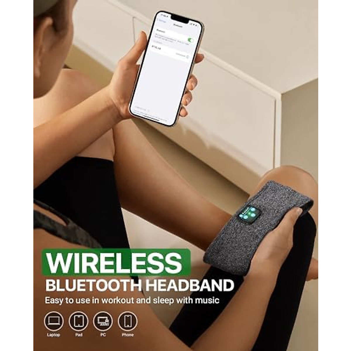 Fulext Sleep Headphones Bluetooth, Sleeping Headphones Headband Soft Elastic Comfortable Bluetooth Headband Headphones, for Men Women Teenager,Christmas Father Mothers Day Birthday