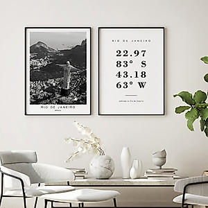 Dear Mapper Rio de Janeiro Brazil View Abstract Road Modern Map Art Minimalist Painting Black and White Canvas Line Art Print Poster Art Print Poster Home Decor (Set of 3 Unframed) (12x16inch)