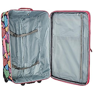 Rockland Jungle Softside Upright Luggage Set, Expandable, New Heart, 4-Piece (14/29/24/28)