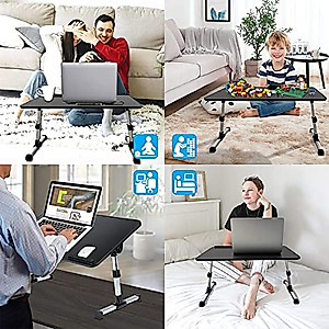 ZEMILY Portable Folding Laptop Stand Holder Study Table Desk Cooling Fan Foldable Computer Desk for Bed Sofa Tea Serving Table Stand