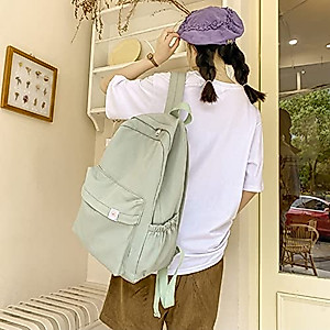 HZXMYSI Backpack for School, Sage Green Aesthetic Rucksack Back to School Supplies Large Capacity School Bag for Teen Girls (Green)