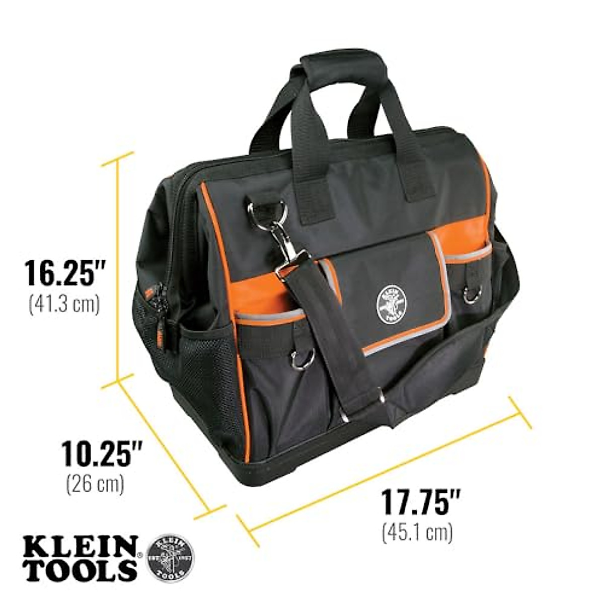 Klein Tools 55469 Tradesman Pro Wide-Open Tool Bag Made of 1680 Ballistic Weave with Molded Bottom and Detachable Shoulder Strap