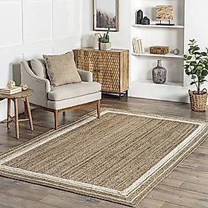 nuLOOM Rikki Coastal Braided Jute Area Rug, 6' x 9', Off-white