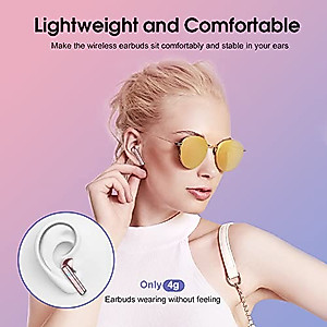Wireless Earbuds, Bluetooth 5.3 Headphones with 4-Mics Clear Call and ENC Noise Cancelling, Bluetooth Earbuds Touch Control Stereo Sound with LED Display, Waterproof Running Headphones (Rose Gold)