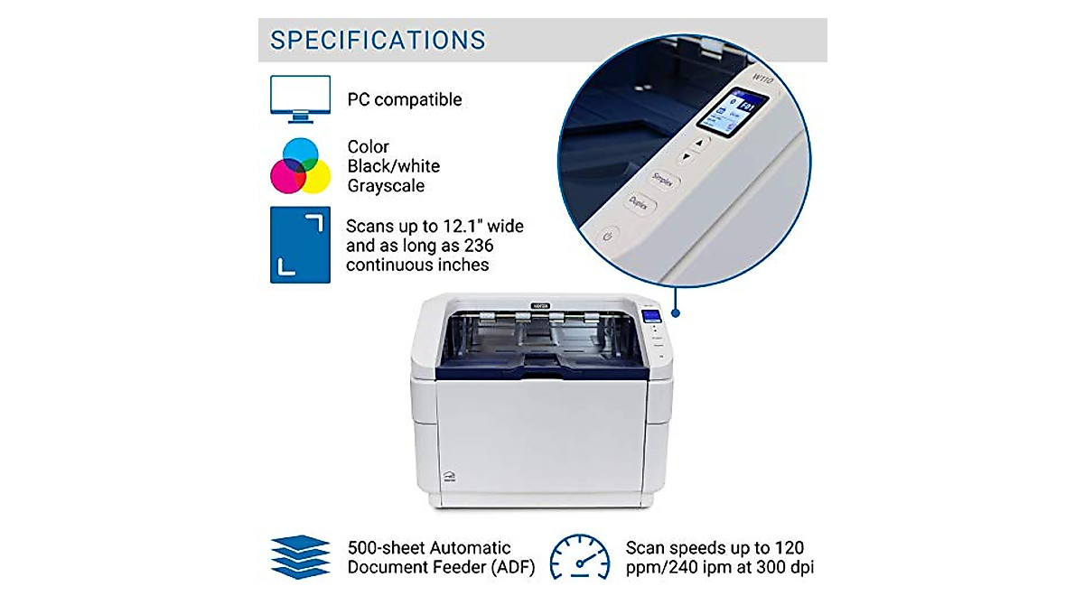 Visioneer Xerox W110: 120ppm Office Scanner | 500 ADF