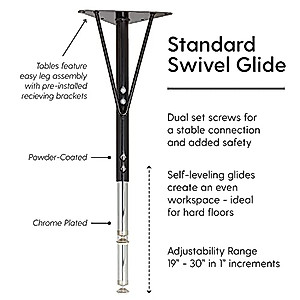 Factory Direct Partners 13105-278 La Madera Rectangle Activity Table (24" x 48"), Standard Legs with Swivel Glides, Adjustable Height 19-30" - Cherry/Black