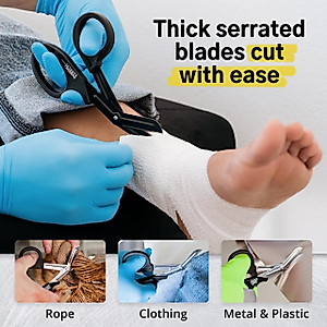 Madison 7.5" Premium Stainless Steel Nurse Scissors with Non-Stick Blades, Fluoride-Coated - 1pk, Black