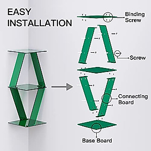 Artrak Wall-Mounted Corner Shelf, Modern Acrylic Floating Shelf, Durable & Sturdy Wall Shelf for Bedroom, Living Room, Bathroom, & Office, Decorative Wall Storage Shelf, Green