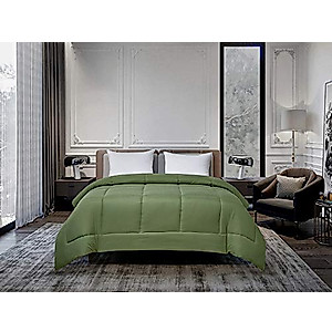 Blue Ridge Home Fashions Two-Tone Reversible Microfiber Down Alternative All Season Comforter-Hypoallergenic Polyester Fill, Twin, Olive/Sage