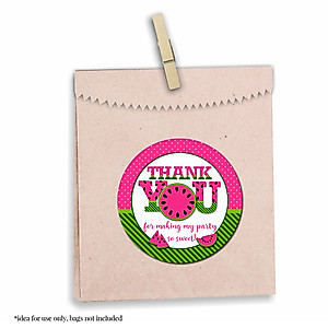 Pink Watermelon Birthday Party Thank You Sticker Labels, 40 2" Party Circle Stickers by AmandaCreation, Great for Party Favors, Envelope Seals & Goodie Bags