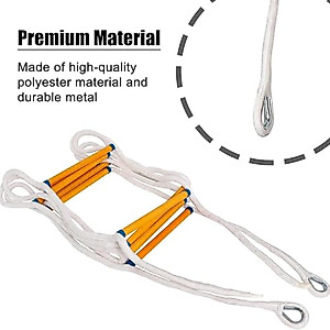 Rope Ladder, Emergency Fire Escape Ladder Flame Resistant Safety Rope Ladder with Hooks,Fast to Deploy Sturdy and Strong Portable and Reusable(16F/5M)