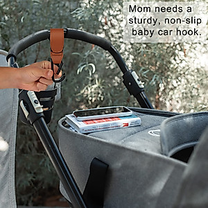 SAVITA 2pcs Baby Bag with Stroller Hooks, Leather Stroller Organizer Pram Buggy Hook Clip for Hanging Shopping, Dressing and Diaper Bags