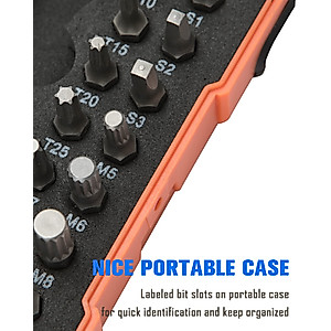 ROTATION 44pc Bit Set with 1/4 Mini Ratchet Offset Screwdriver, Portable Case, CR-V Steel, Drive Handle & Multi Hex/Phillips/Slotted/Torx/Star Bit