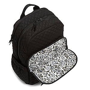 Vera Bradley Women's Cotton Campus Backpack, Black - Recycled Cotton, One Size