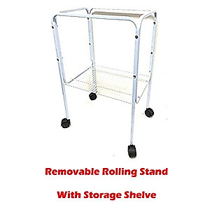 62" Rolling Bird Cage Canary Parakeet Cockatiel Lovebird Finch Perch with Stand (White, with Toy)