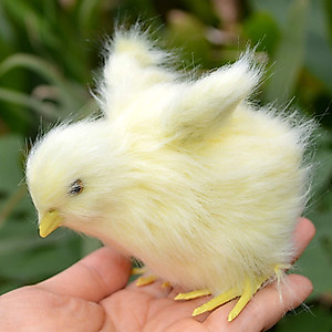 4 x Realistic Furry Baby Chicks Lifelike Plush Fur Animal Spring Easter Chicken Decoration