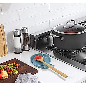 Ceramic Spoon Rest for Kitchen with Wooden Spoon, Whale Shape, 4.8W X 7.8L