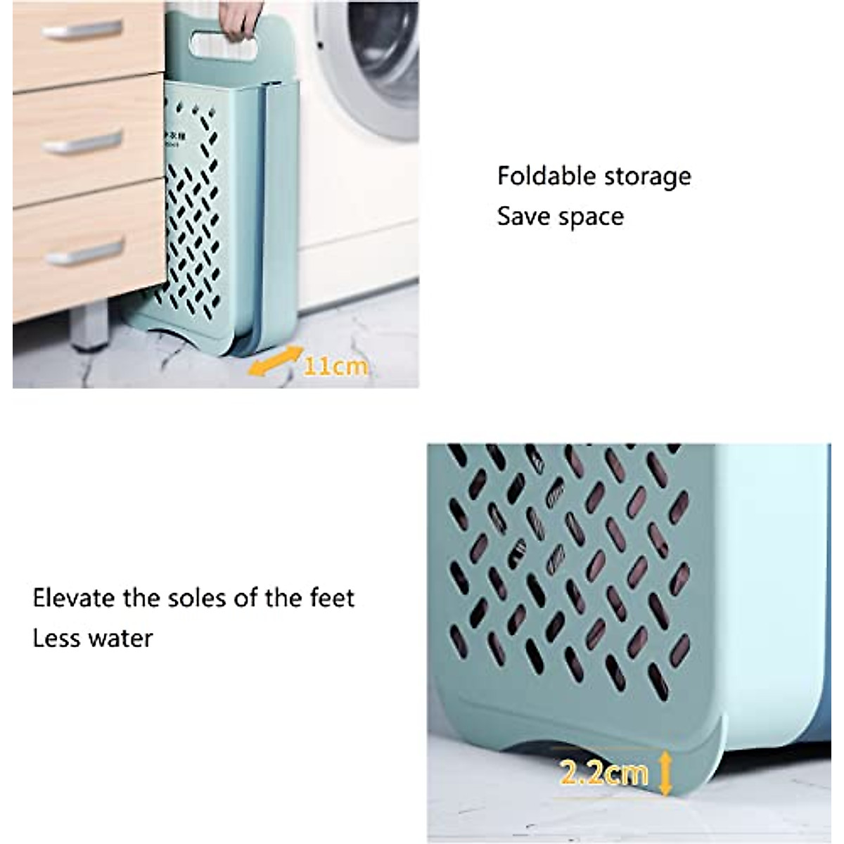 Large-capacity Wall-mounted Laundry Hamper, Household Folding Clothes Storage Laundry Basket, Plastic Dirty Clothes Basket. (White)