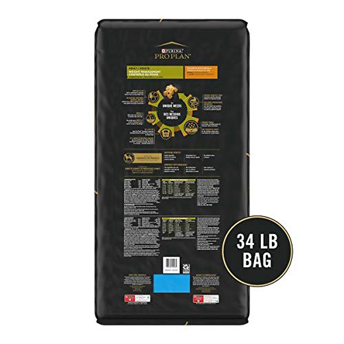 Purina Pro Plan Weight Management Dog Food, Shredded Blend Chicken & Rice Formula - 34 lb. Bag