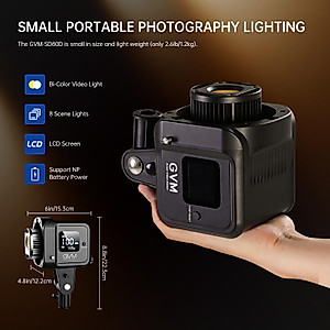 GVM 80W Video Light, Continuous Lighting for Photography with Bowens Mount, 2700~7500K, 44100Lux/0.5m Studio Light with APP, CRI 97+ Bi-Color 8 Scene Lights Support AC Adapter & NP Battery