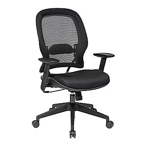 SPACE Seating Professional AirGrid Back and Mesh Seat, 2-to-1 Synchro, Adjustable Arms and Tilt Tension Task Chair, Dark Grey