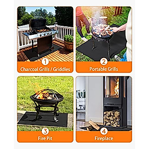 homenote Large Under Grill Mat, Durable 36 x 65 inches Deck and Patio Protective Mats, Fireproof Grill Pads for Outdoor, Perfect for Charcoal Grills, Gas Grills, Oil Fryers and Smokers