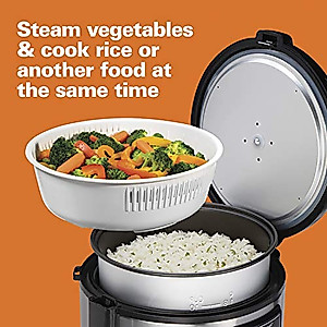 Hamilton Beach Digital Programmable Rice and Slow Cooker & Food Steamer, 20 Cups Cooked (10 Cups Uncooked), 14 Pre-Programmed Settings for Sear Saute, Hot Cereal, Soup, Nonstick Pot, Stainless Steel