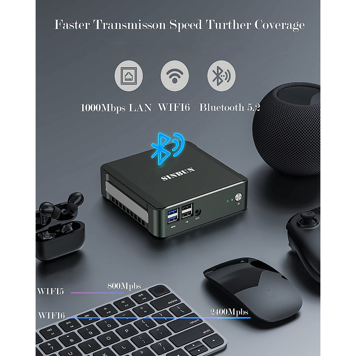 Mini PC, Intel i7-8565U(up to 4.6GHz) Mini Desktop Computer, 16GB DDR4 512GB NVMe SSD Mini Computers Windows 11 Pro, 4K Triple Display Output, Iris Xe Graphics, RJ45 LAN WiFi6 BT5.2, USB 6 Ports