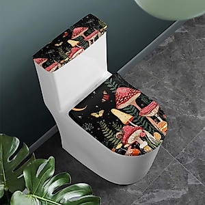 ZUXONGSY Balck Toilet Tank Lid Cover Polyester Fabric Toilet Cover Elastic Bottom Soft Bathroom Covers Dustproof 2Pcs Toilet Cover Set Covers Stains Stays Clean Easy To Install